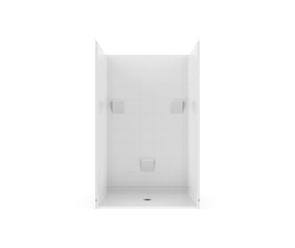48 x 36" 4Pc. White RBS barrier-free shower unit with center drain ...