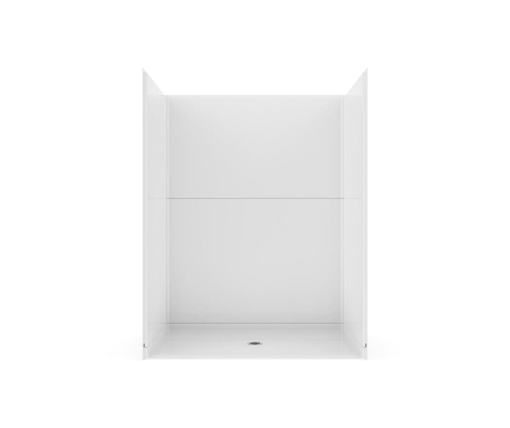 60 x 48" 5Pc. White RBS barrier-free shower unit with center drain ...