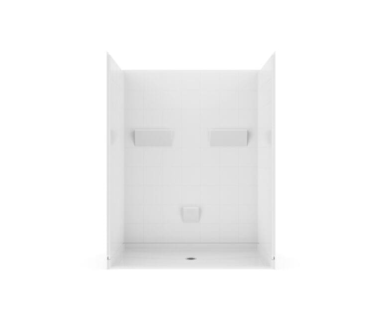 62 x 38" 5Pc. White RBS barrier-free shower unit with center drain ...